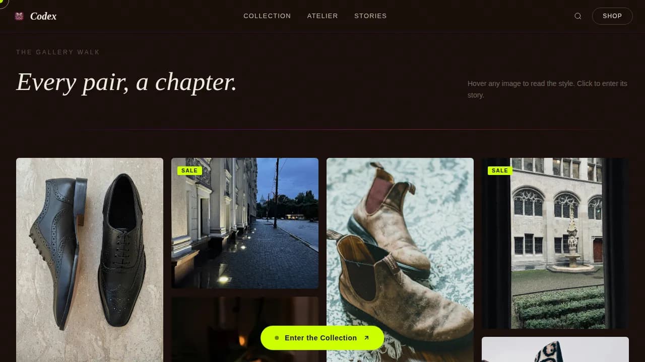 Codex — Artisanal Footwear Brand Landing Page Template Template | Build ...
