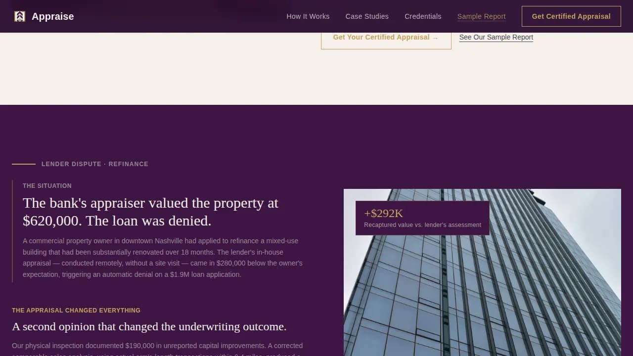 Appraise — Certified Property Valuation Landing Page Template Template ...