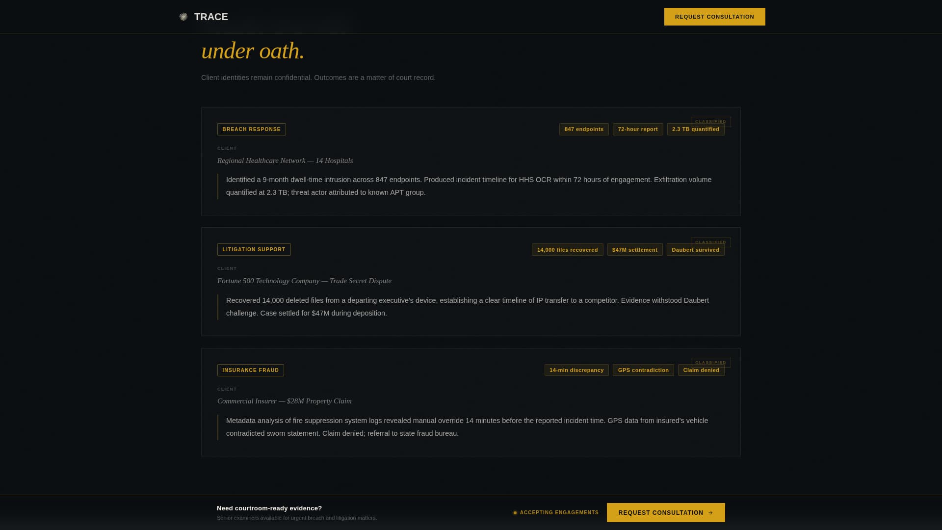Trace - Authoritative Forensics Landing Page Template | Build Fully ...