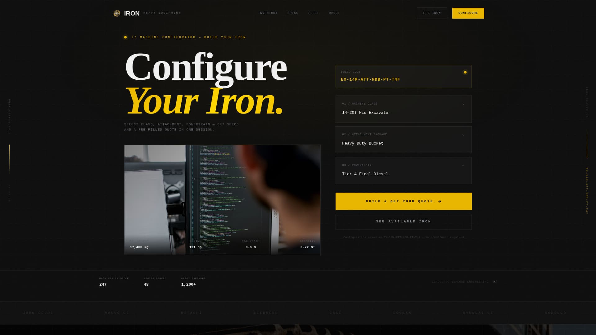 Iron, Heavy Equipment Dealer Landing Page Template