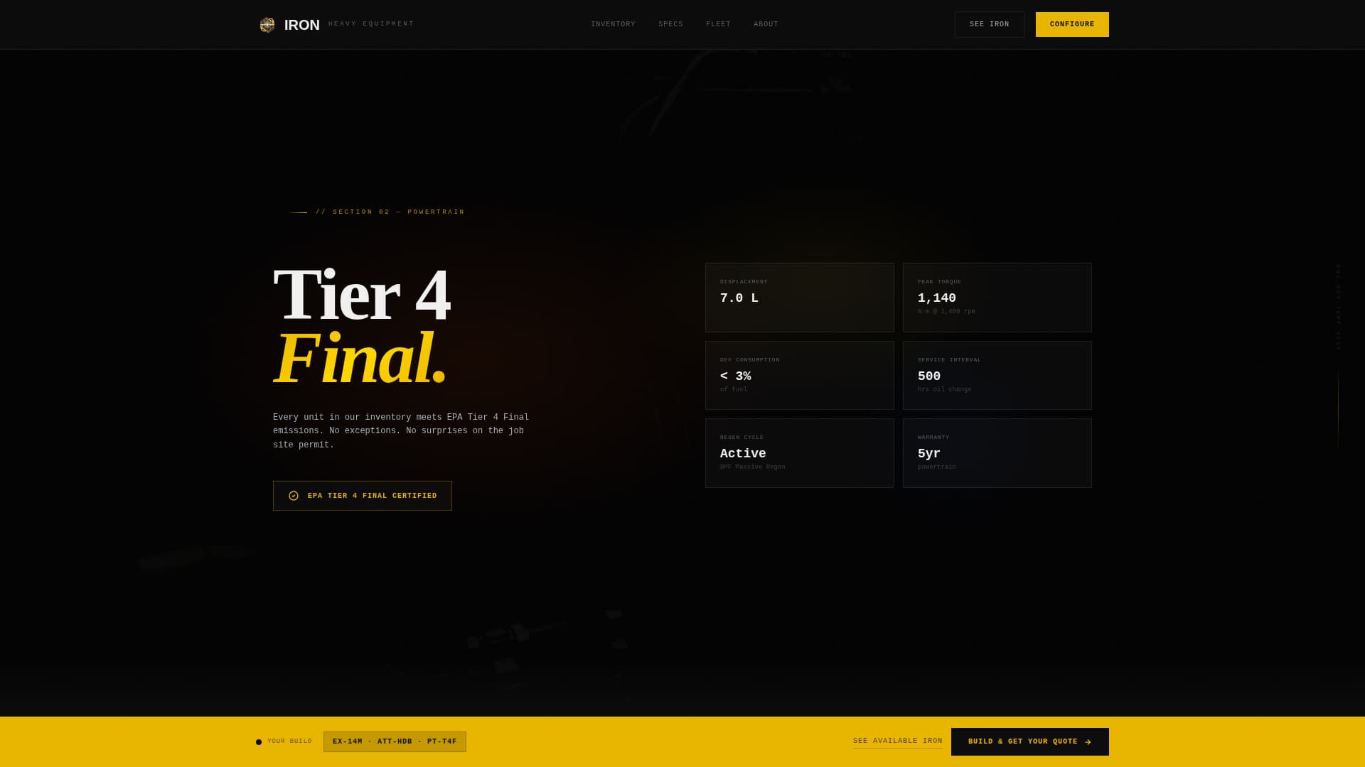Iron, Heavy Equipment Dealer Landing Page Template