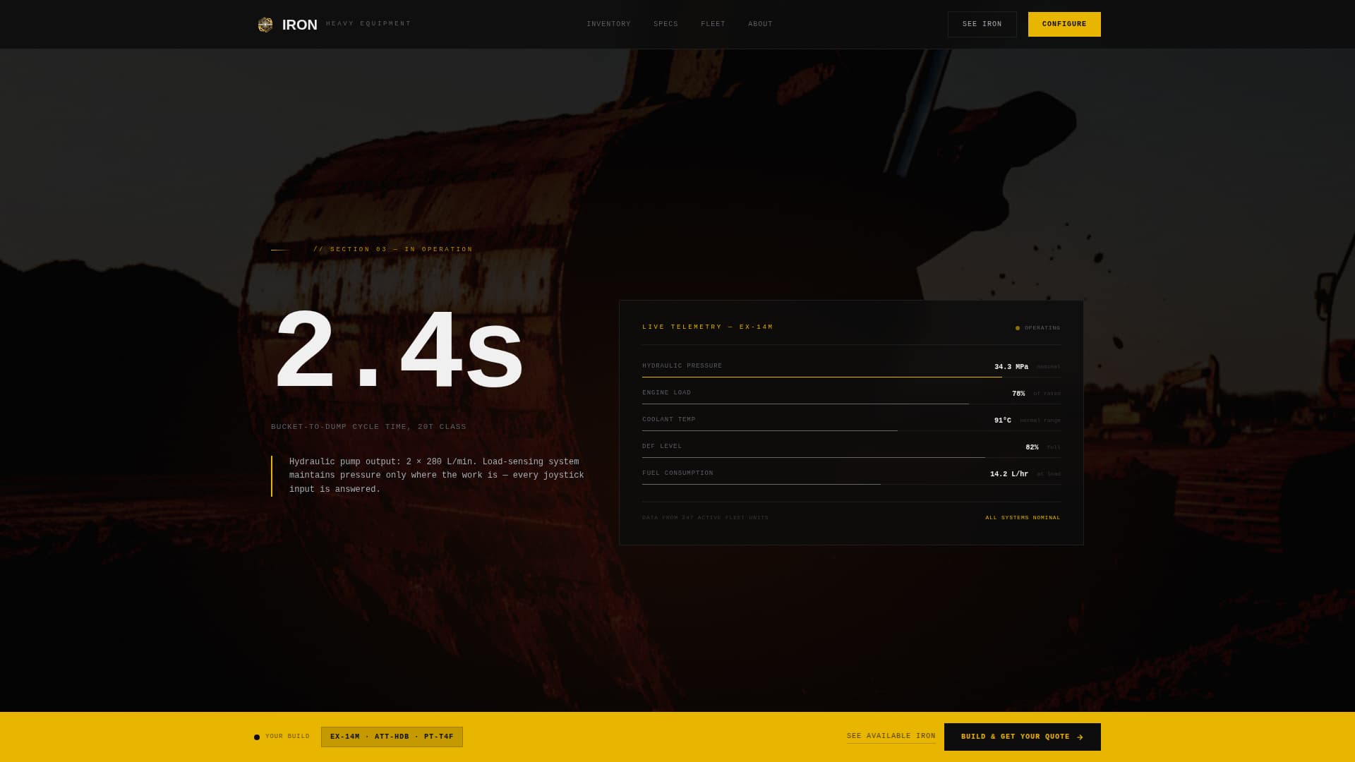 Iron, Heavy Equipment Dealer Landing Page Template