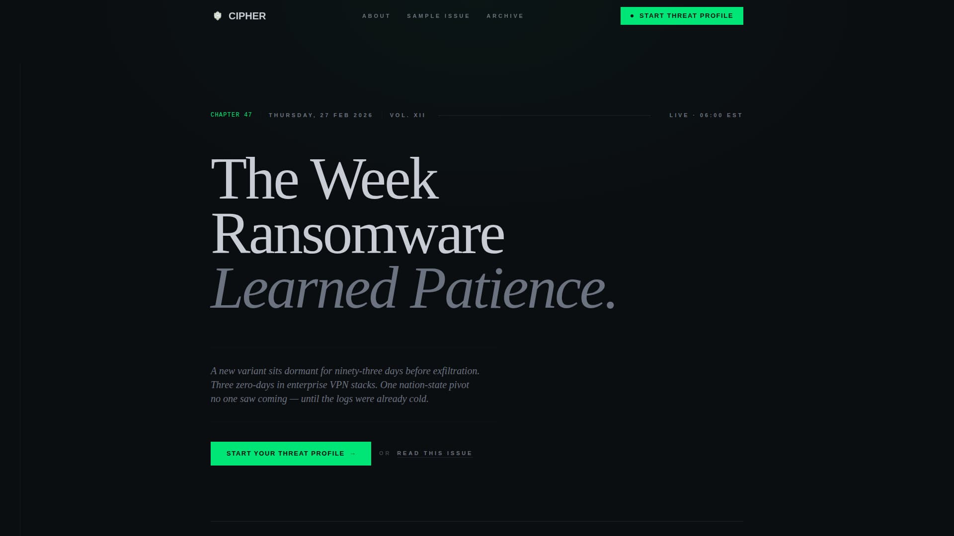 Cipher - Authoritative Cybersecurity Landing Page Template | Build ...