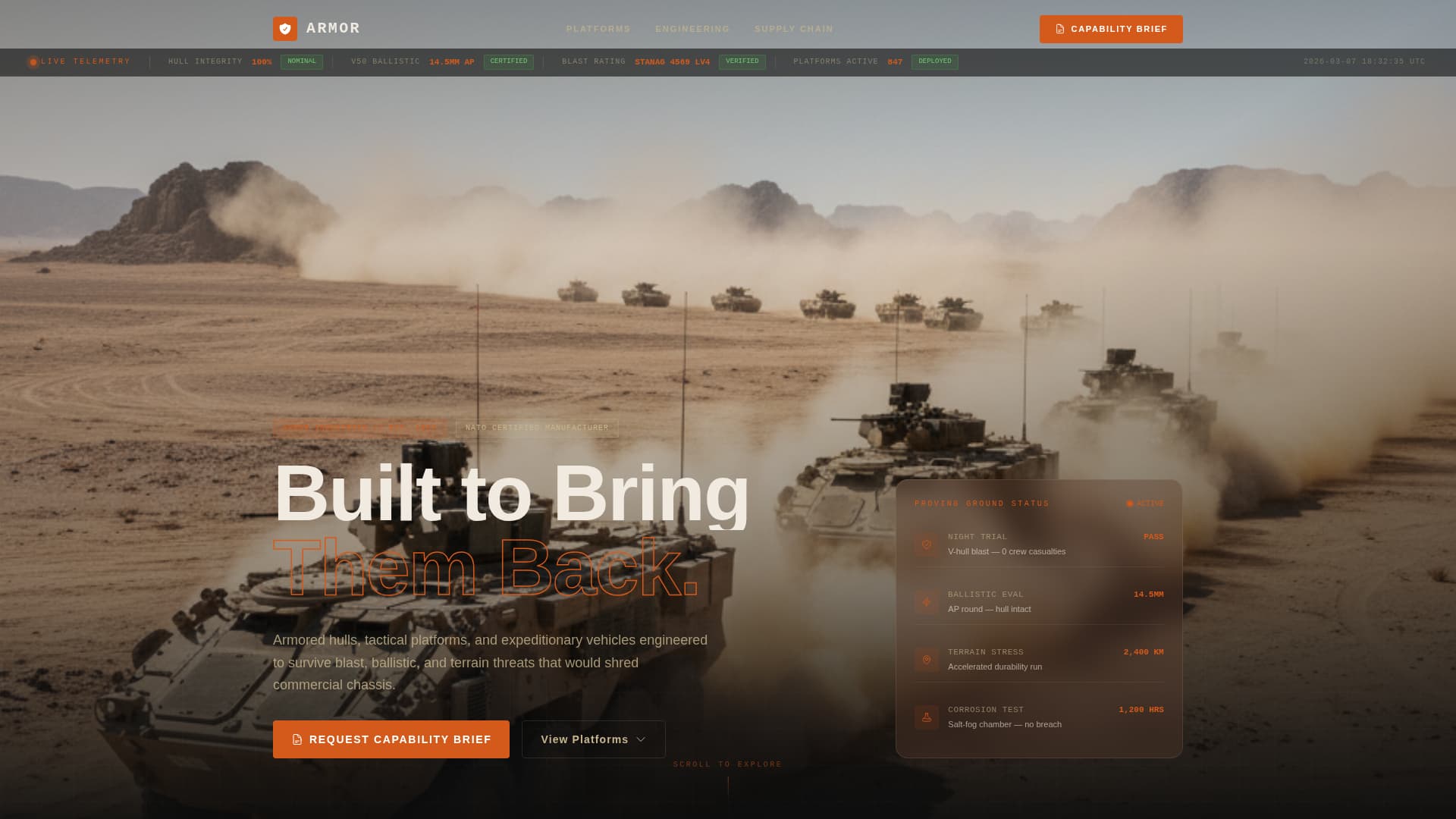 Armor - Tactical Military Landing Page Template Template | Build Fully ...