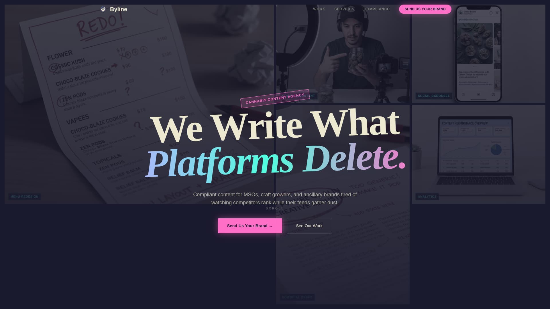 Byline - Compliant Cannabis Landing Page Template | Build Fully ...
