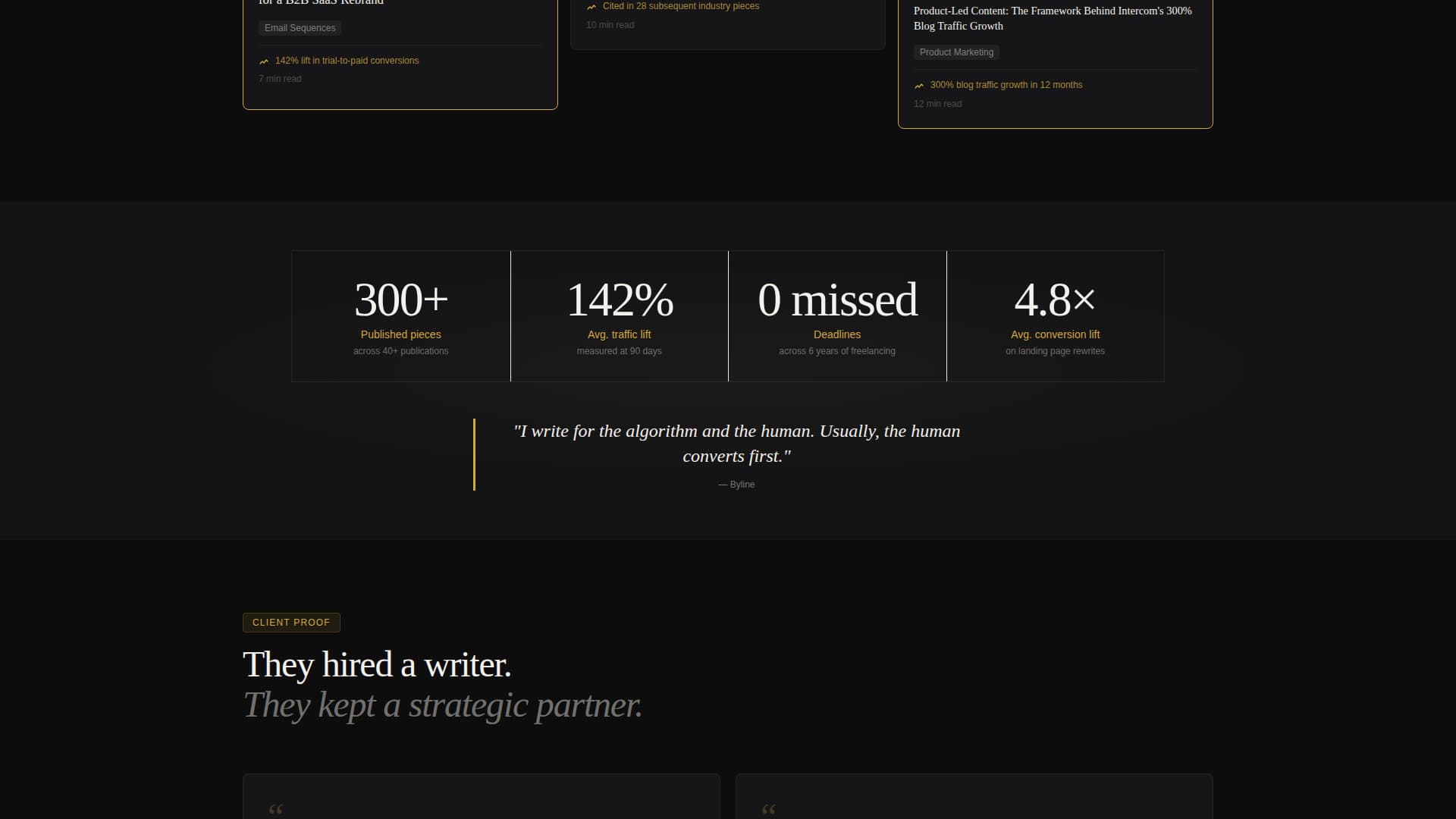 Byline - Compelling Writer Landing Page Template | Build Fully ...