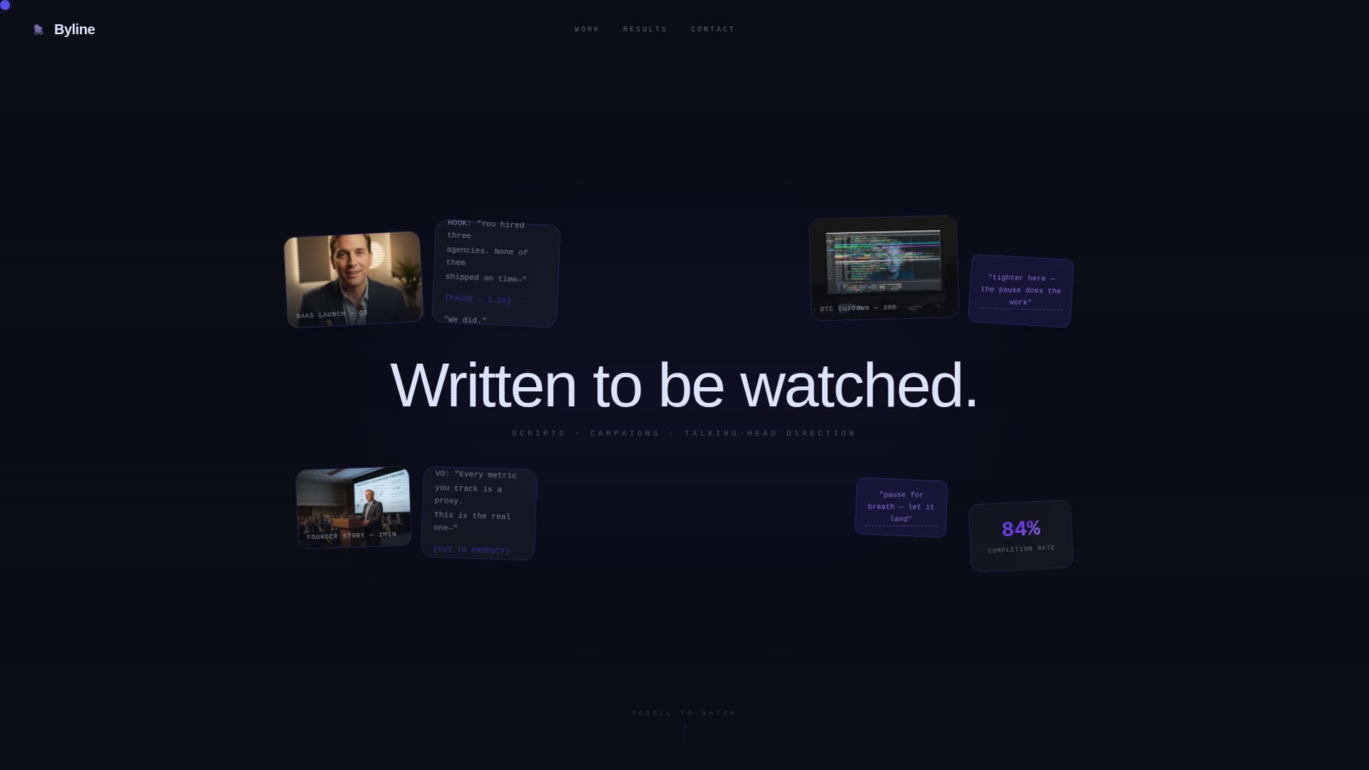 Byline - Cinematic Writer Landing Page Template | Build Fully ...