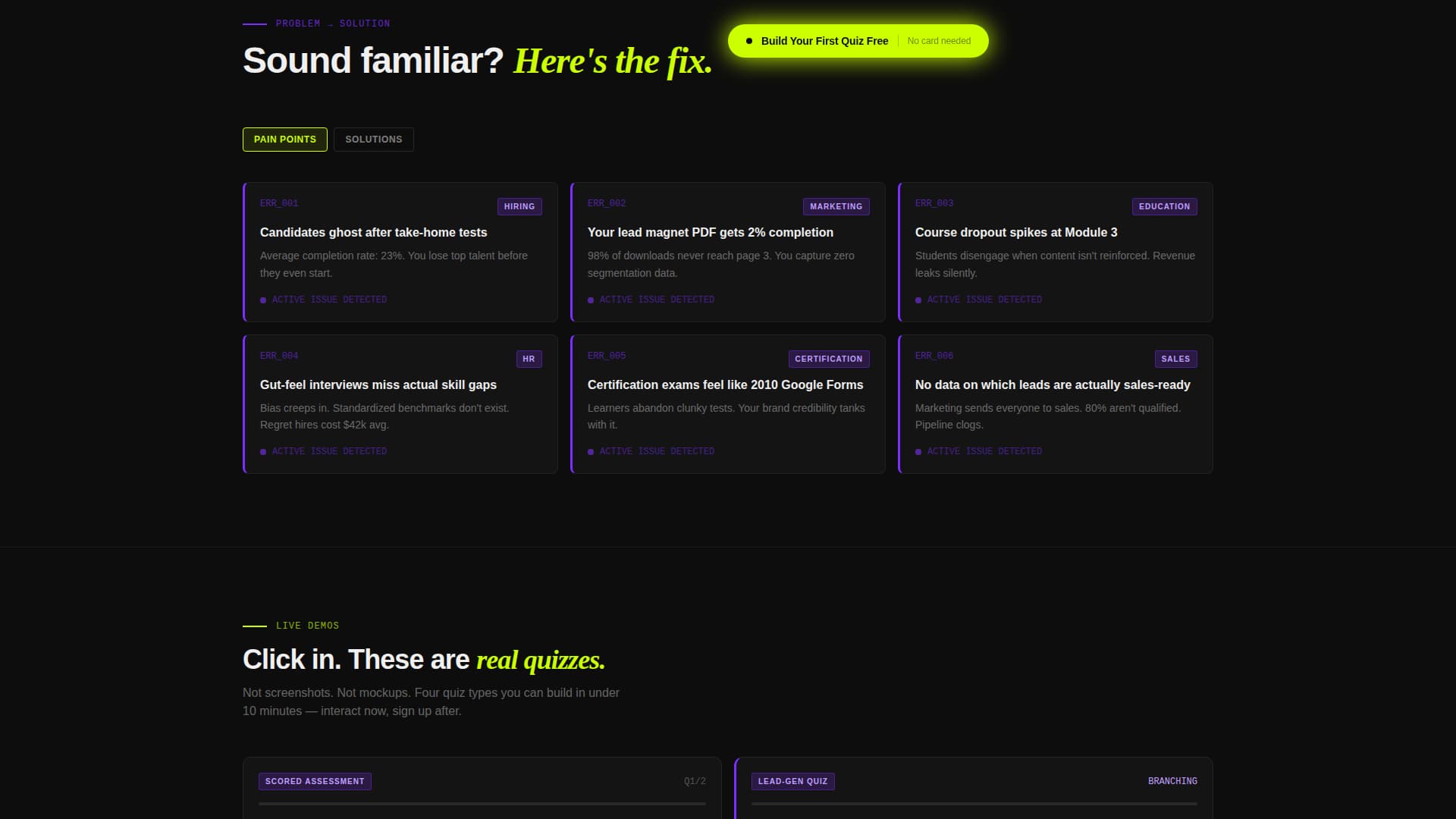 Assess - Powerful Quiz Builder Landing Page Template Template | Build ...