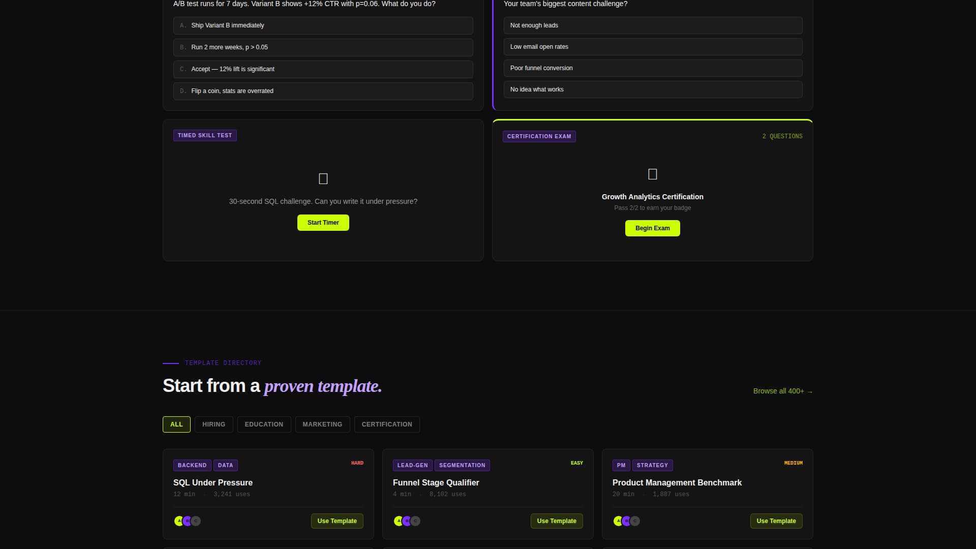 Assess - Powerful Quiz Builder Landing Page Template Template | Build ...