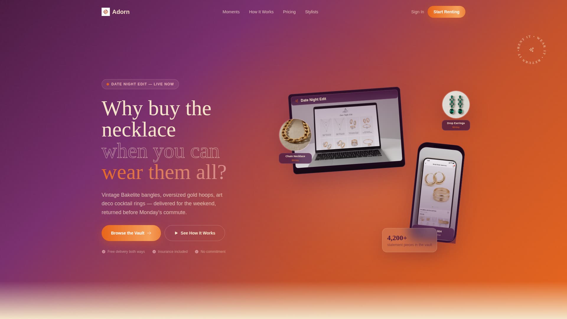 Adorn - Luxe Jewelryrental Landing Page Template Template | Build Fully ...