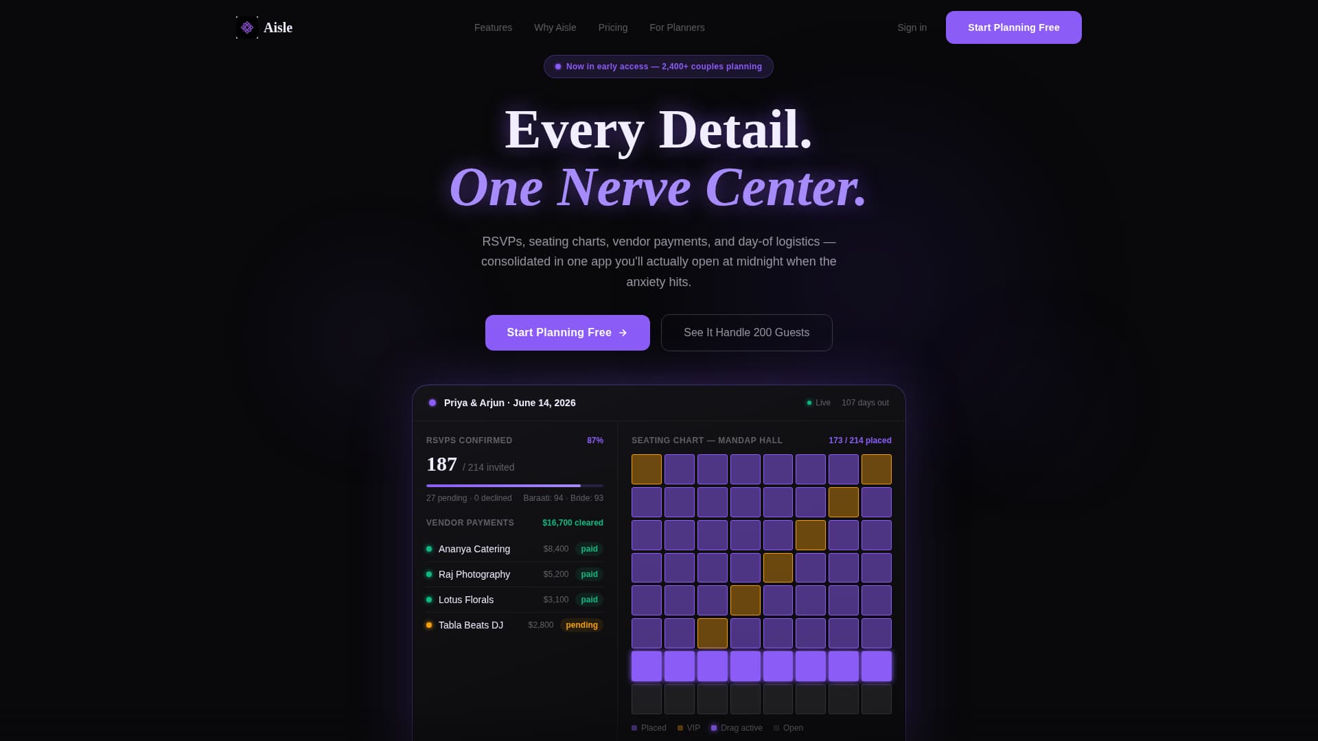 Aisle - Powerful Wedding Landing Page Template Template | Build Fully ...